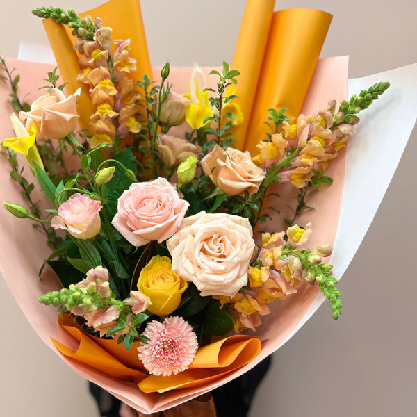 Salted Caramel Toned Flower Bouquet - Mixed Fresh Flower Bouquet ...